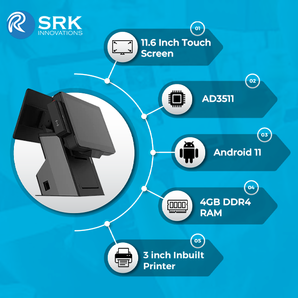 SRK AD3511 Android POS | Android 11 | 11.6" Display | 4+16GB | USB+RS2 ...