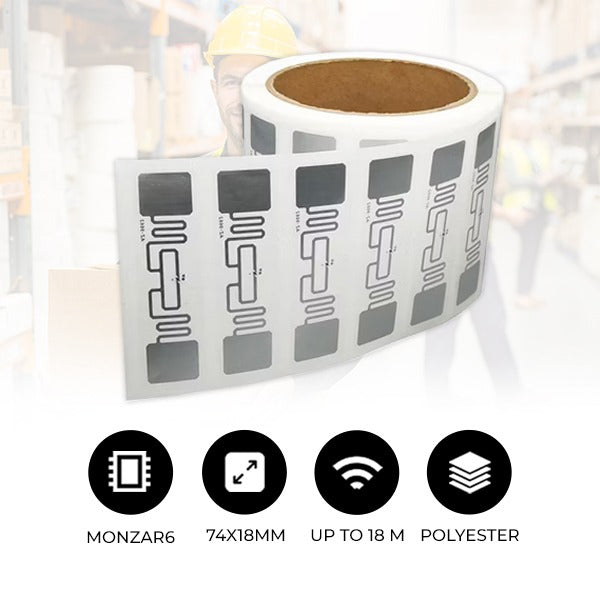 RFID UHF Paper Label Tag | Read Range up to 18M | Size 74×18 mm – SRK ...